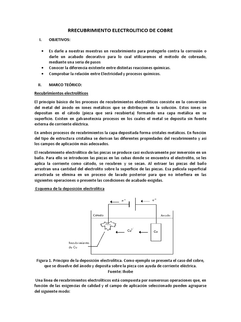 Cobreado Electrolitico Pdf Pdf Electrólito Revestimiento