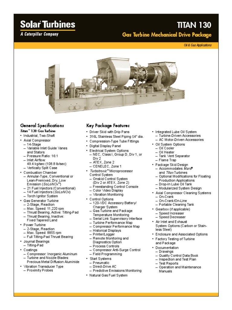 TITAN 130: Gas Turbine Mechanical Drive Package | PDF | Gas Turbine ...