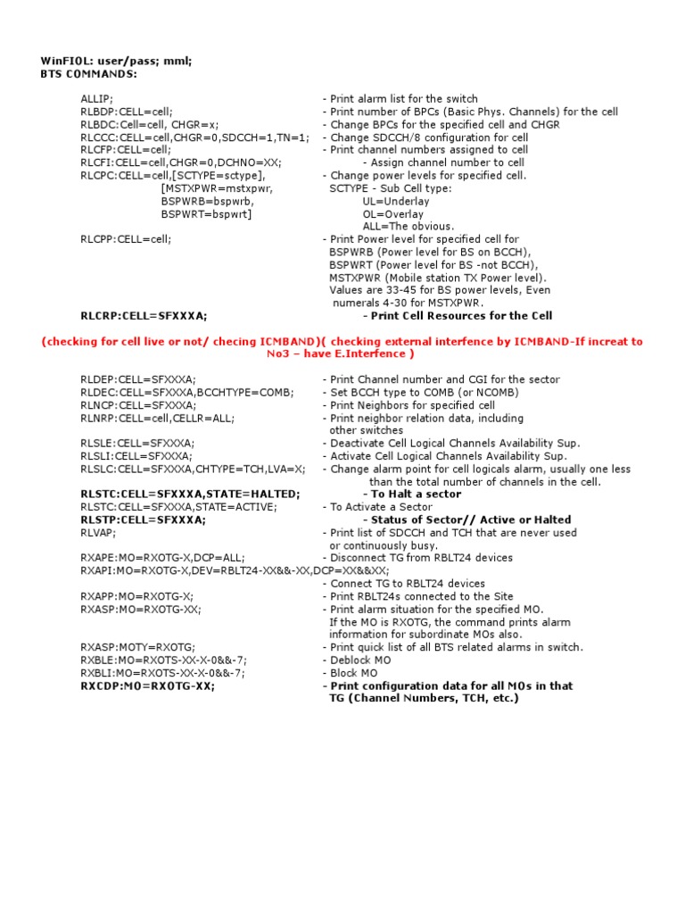 Winfiol BTS Commands | PDF | Software Defined Radio | Telecommunications
