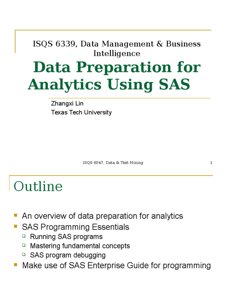 Chapter 1 and 2 | PDF | Sas (Software) | Data Analysis