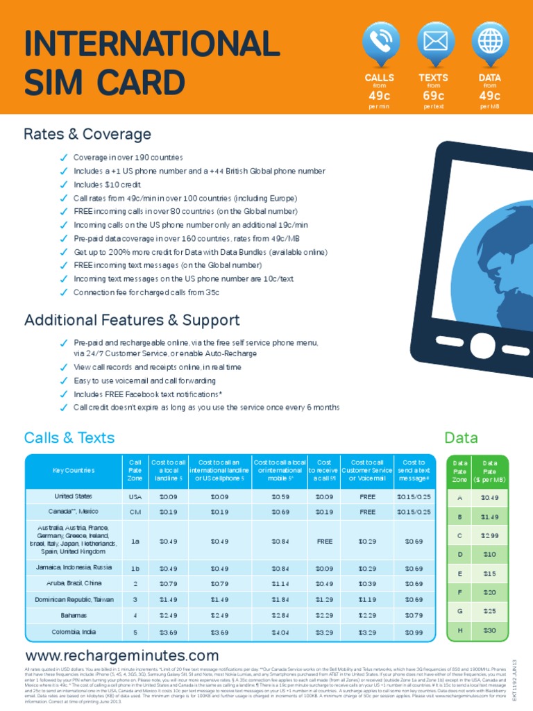 International Sim Card: Rates & Coverage | PDF | At&T Mobility | 3 G