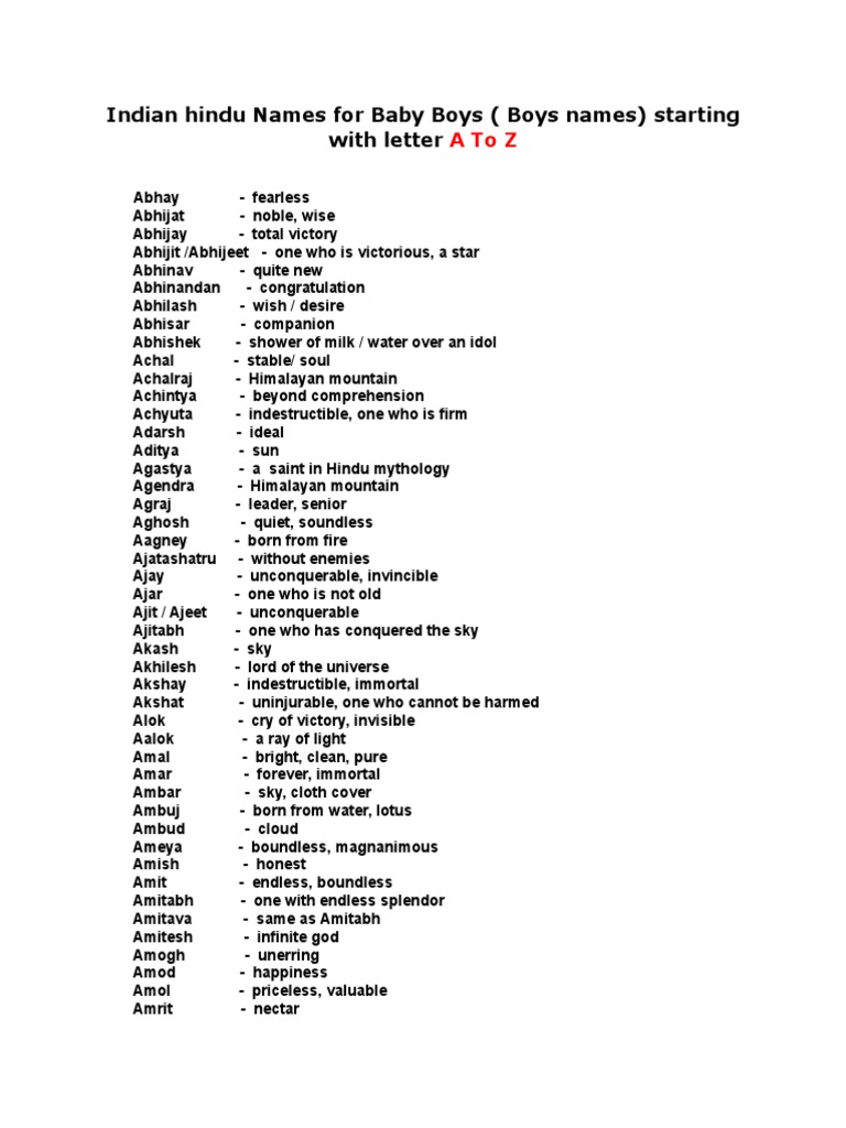 Boys Hindu NAME | PDF | Shiva | Vishnu