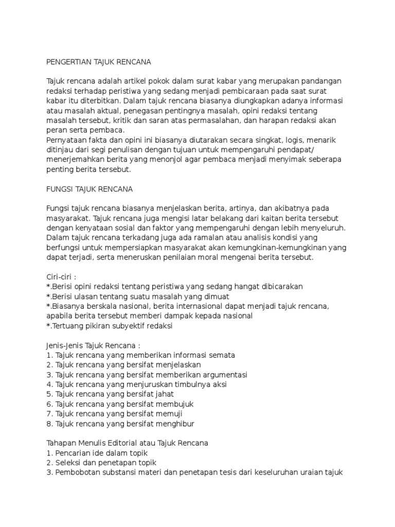 Pengertian Tajuk Rencana | PDF