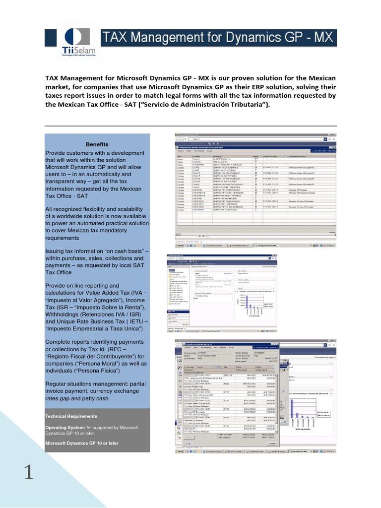 Tax Management for Dynamics GP - MX | PDF | Value Added Tax | Services ...