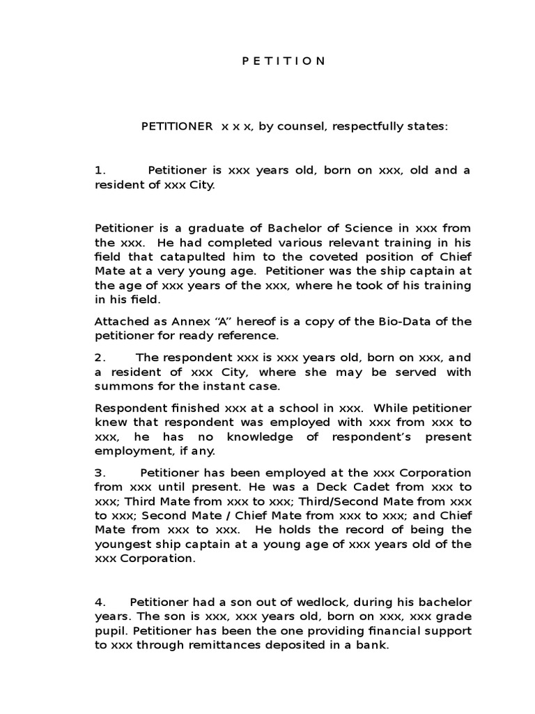 Petition For Annulment of Marriage | PDF | Personality Disorder | Marriage