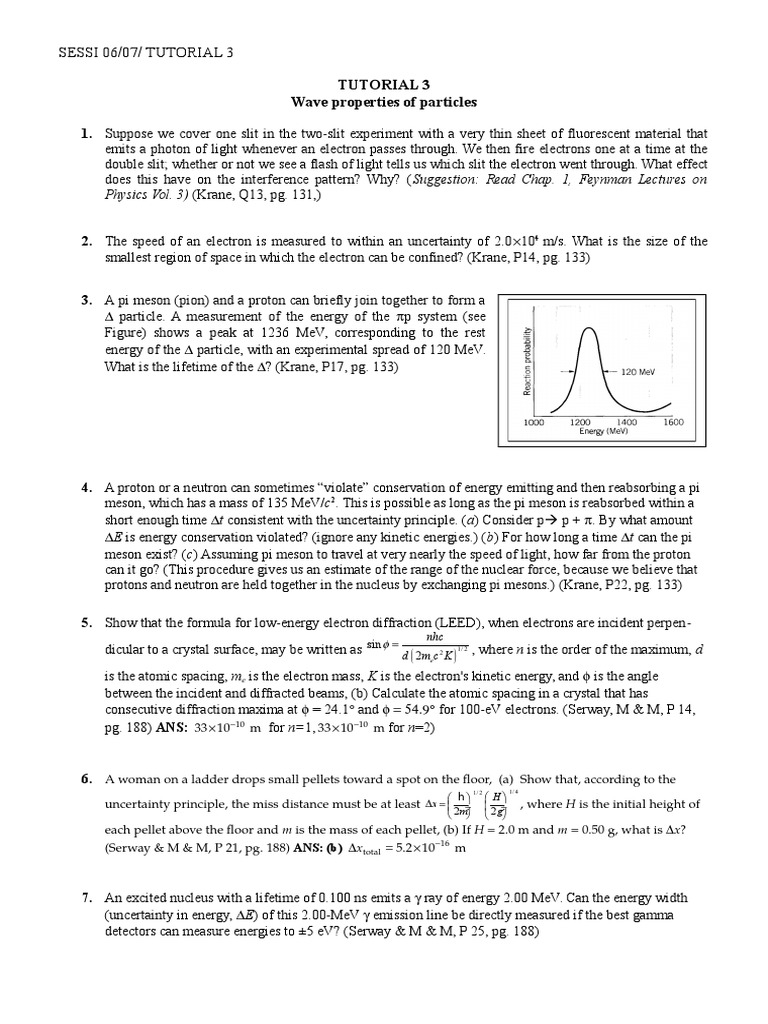 Tutorial 3 | PDF | Electronvolt | Electron