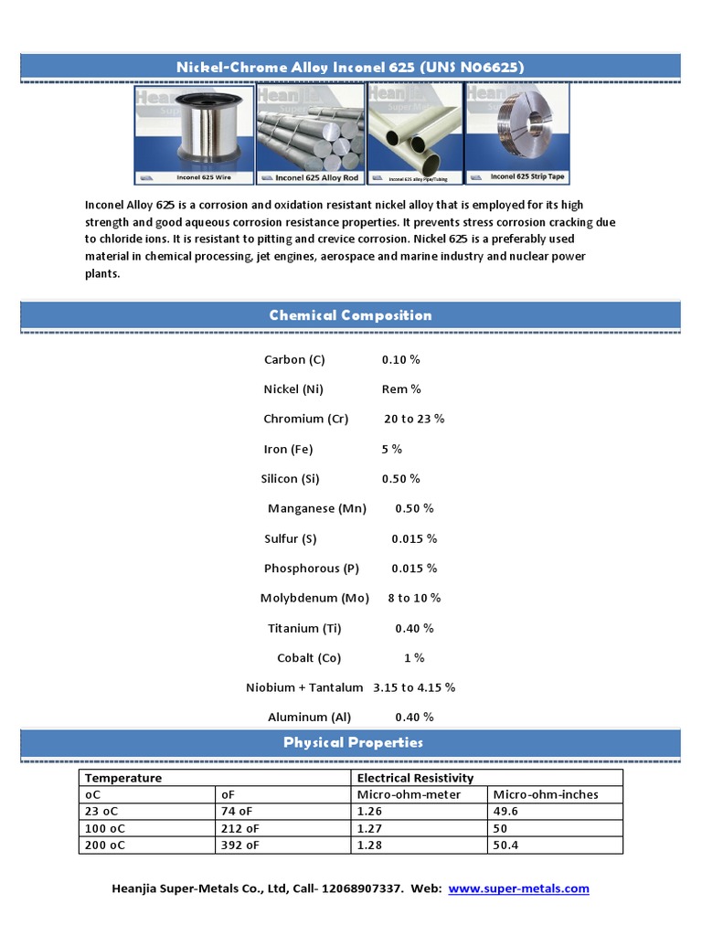 Inconel 625 | PDF | Corrosion | Nickel