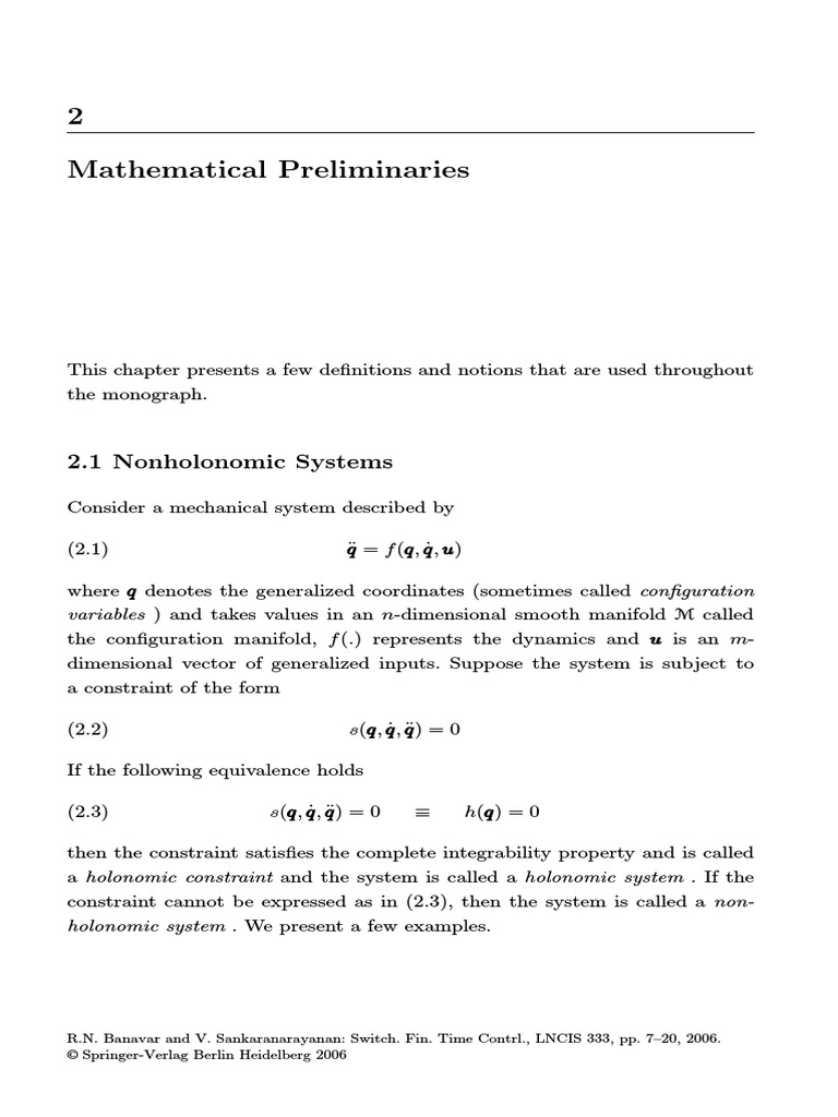 Mathematical Preliminaries | PDF | Stability Theory | Trigonometric Functions