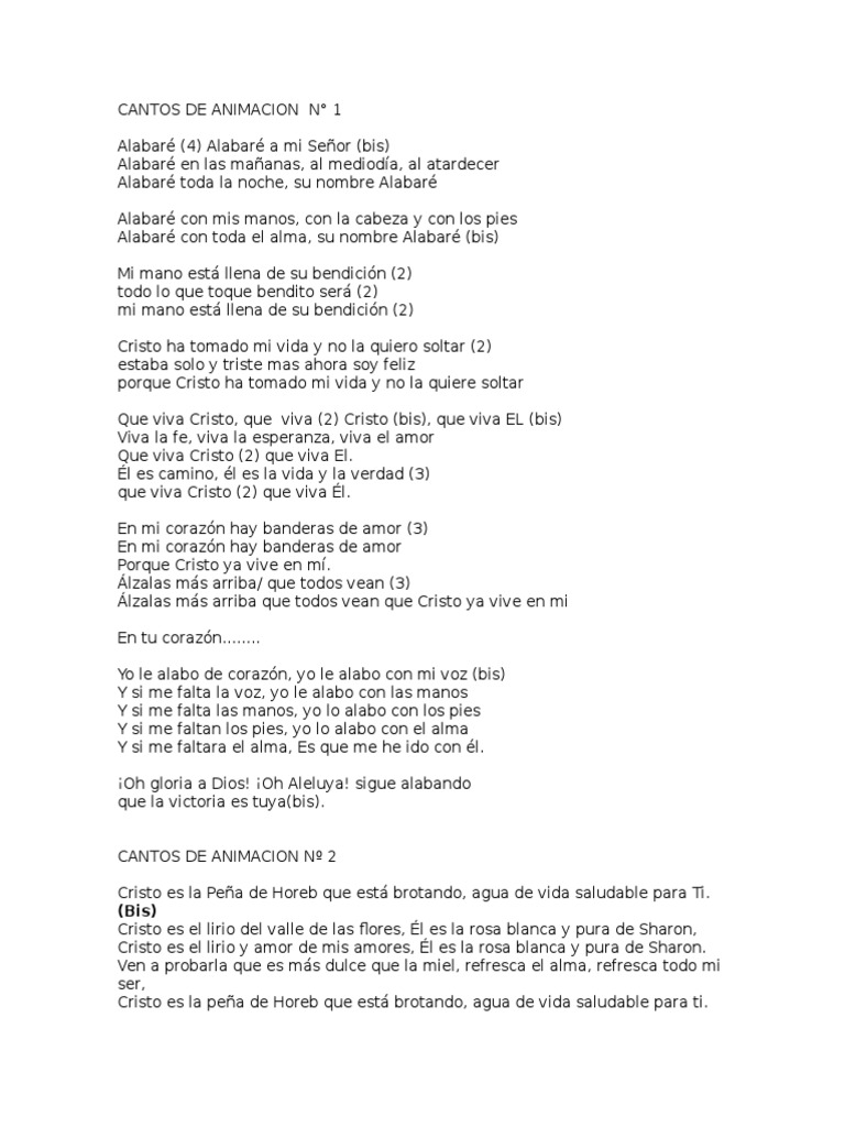 Cantos de Animacion | PDF | Cristo (título) | espíritu Santo