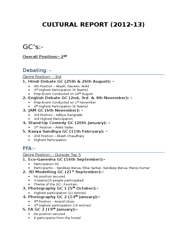 Cultural Report | PDF