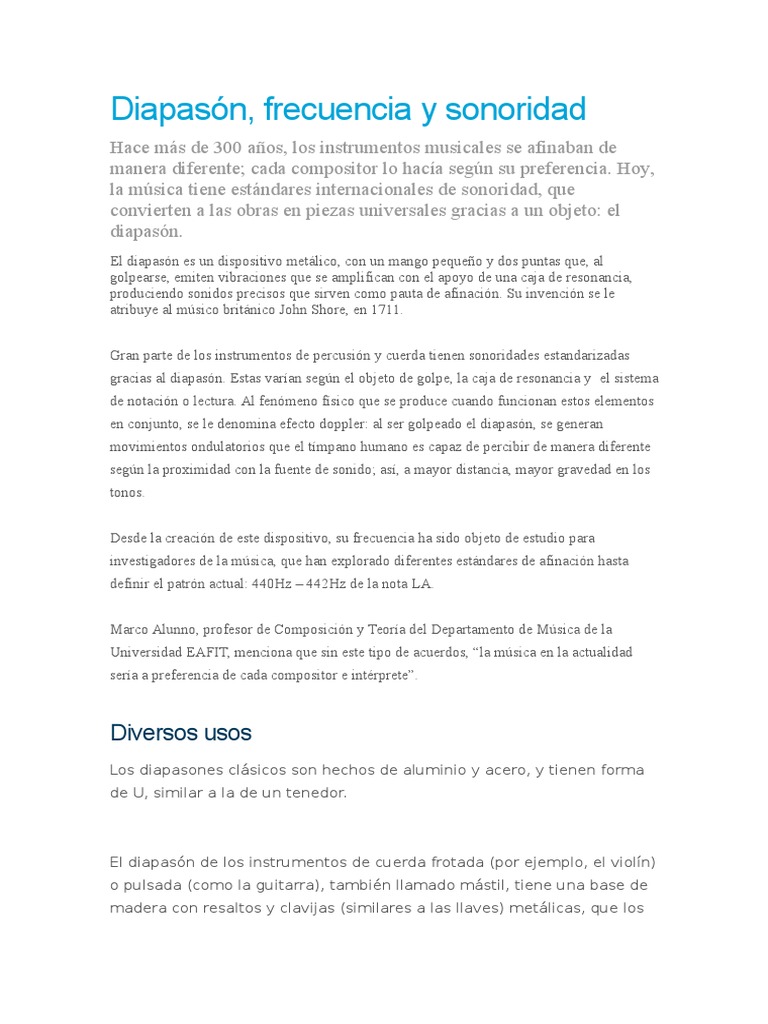 Diapasón | PDF | Sonido | Instrumentos musicales