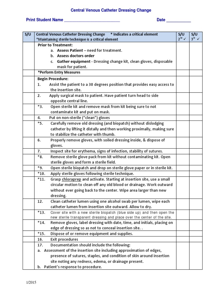 Proper Procedure for Changing a Central Venous Catheter Dressing ...
