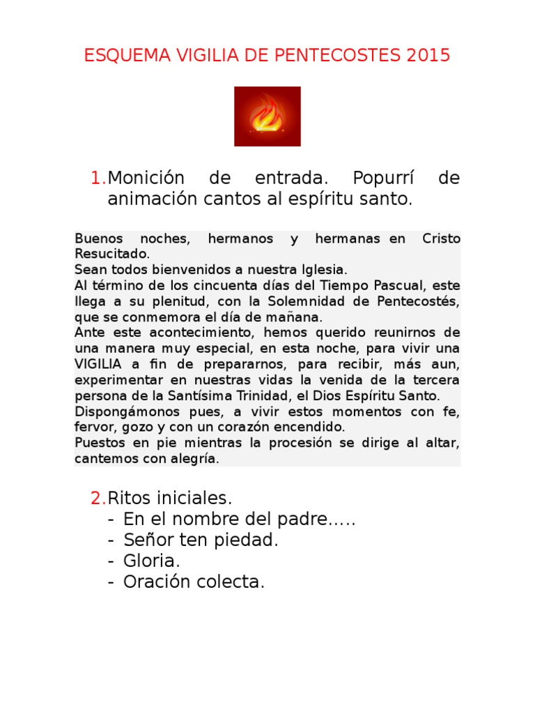 Vigilia De Pentecostés 2015 Pdf Pentecostés Misa Liturgia