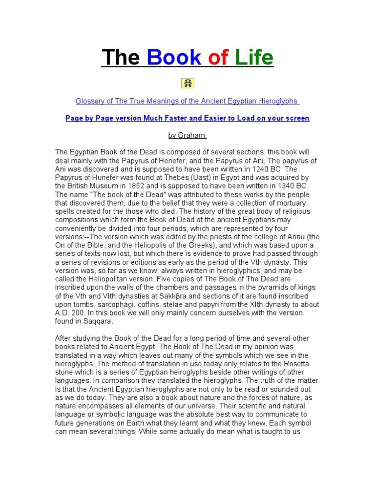 Insights into the Egyptian Book of Life | PDF | Egyptian Hieroglyphs ...