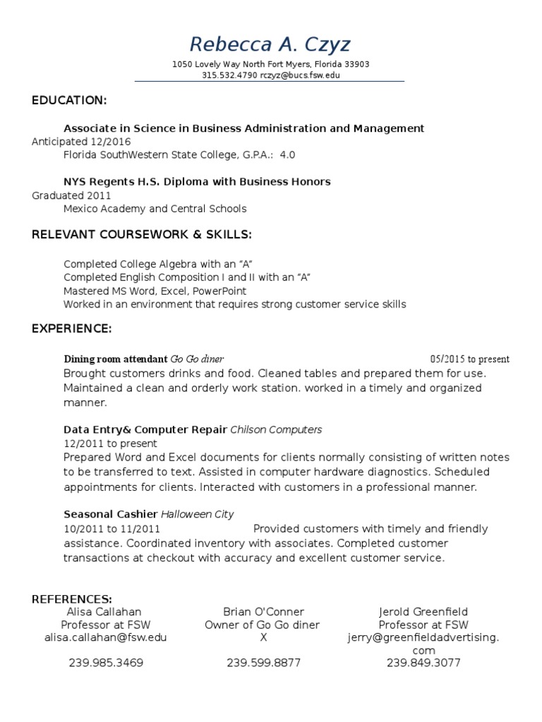 Rebecca Czyz's Professional Resume | PDF | Career & Growth