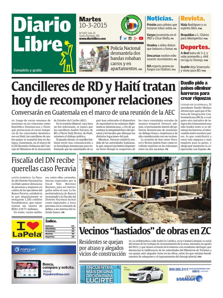 Diario Libre 10-03-2015 | República Dominicana | Haití