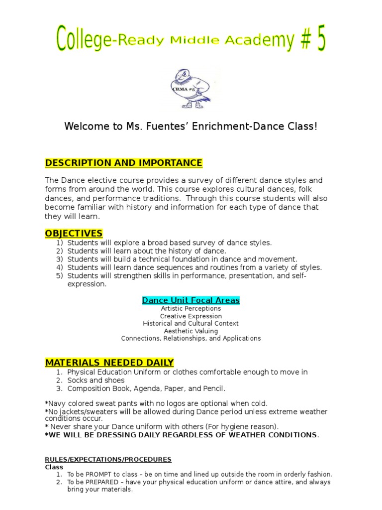 Dance Syllabus | PDF | Homework | Physical Education