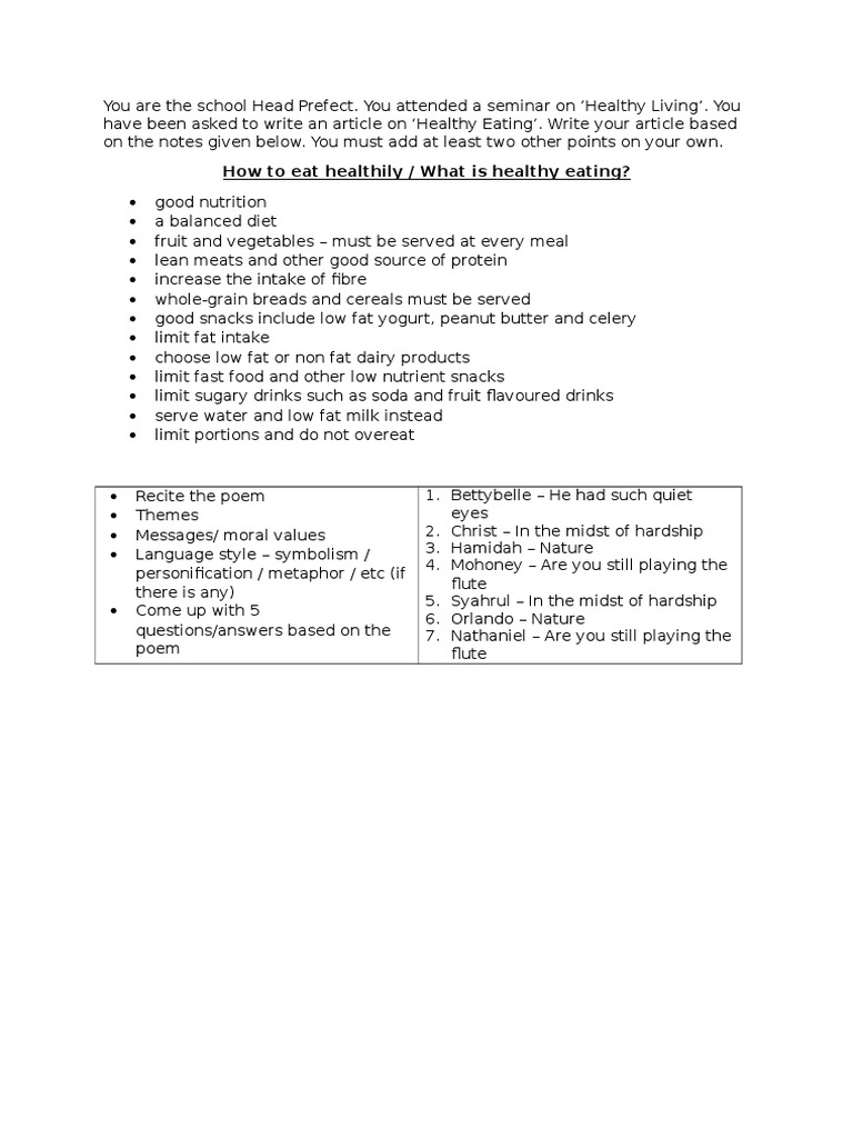 Healthy Eating: A Guide for Students | PDF