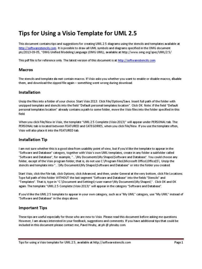 Visio UML 2.5 Tips PDF | PDF | Unified Modeling Language | Icon (Computing)