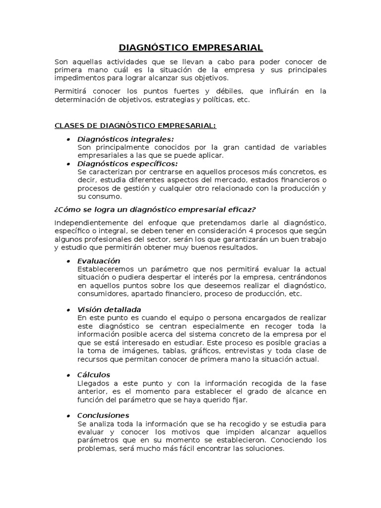 DIAGNÓSTICO-EMPRESARIAL | Diagnóstico médico | Conocimiento