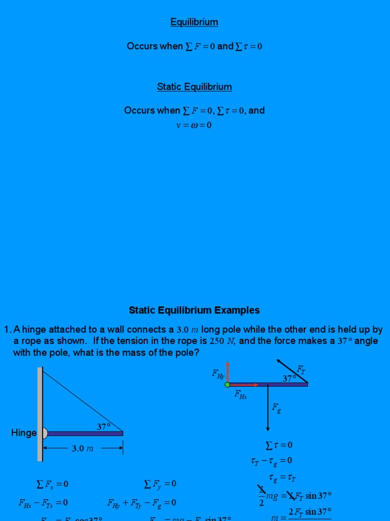 Static Equilibrium | PDF | Physical Quantities | Classical Mechanics