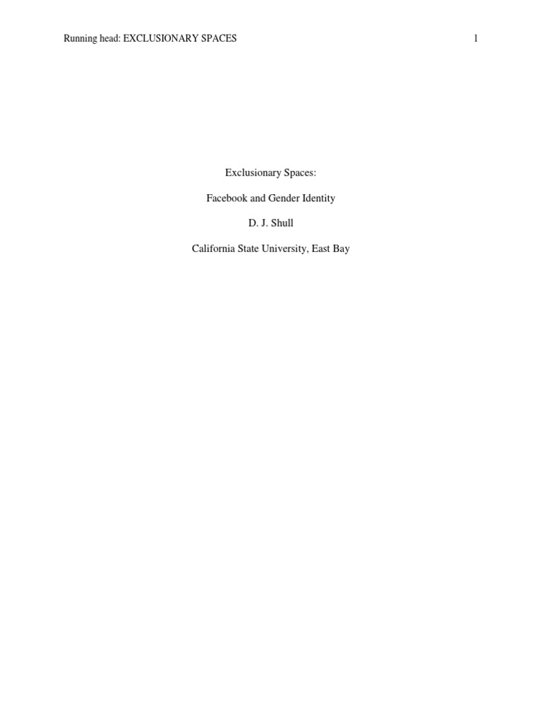 Exclusionary Spaces - Facebook and Gender Identity | PDF | Gender ...