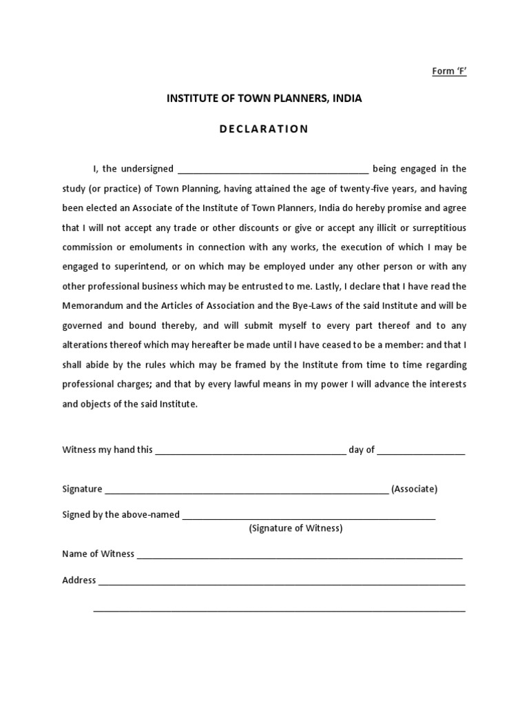 Town Planning Institute Declaration Form | PDF