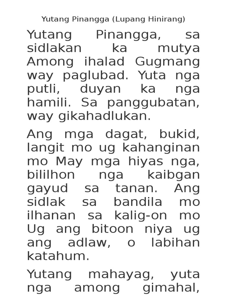 Yutang Pinangga & PANUNUMPA | PDF