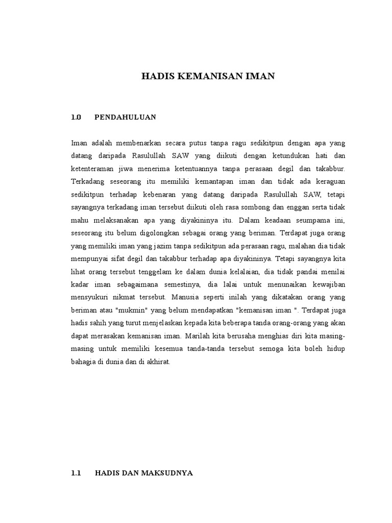 Hadis Kemanisan Iman | PDF