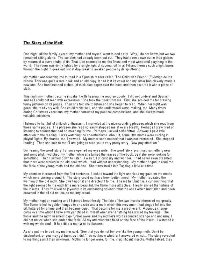 The Story of The Moth | PDF | Plot (Narrative) | Narration