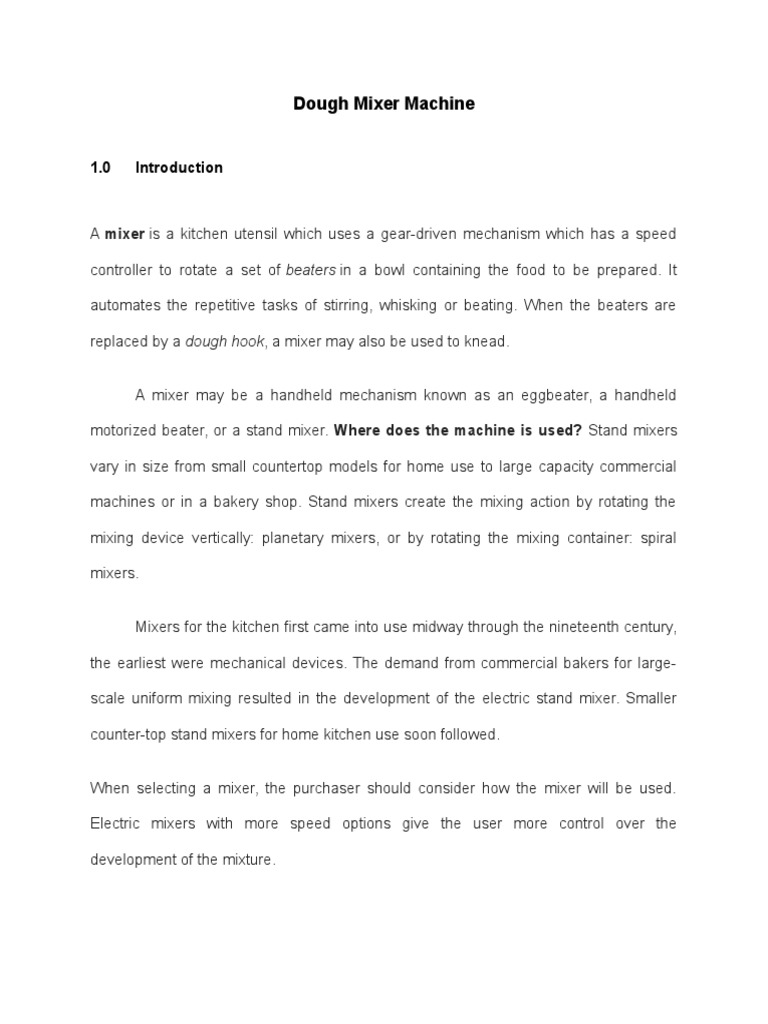 Dough Mixer Machine | PDF | Mixer (Cooking) | Systems Science