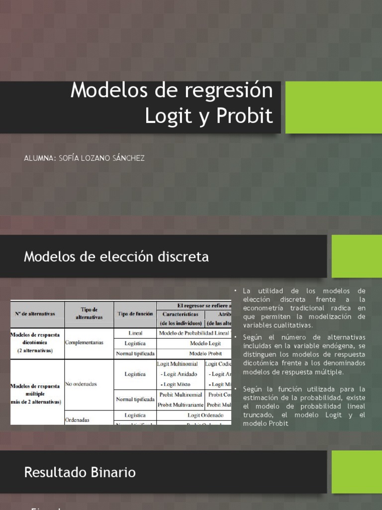 Modelos de Regresión Logit y Probit | PDF | Regresión logística ...