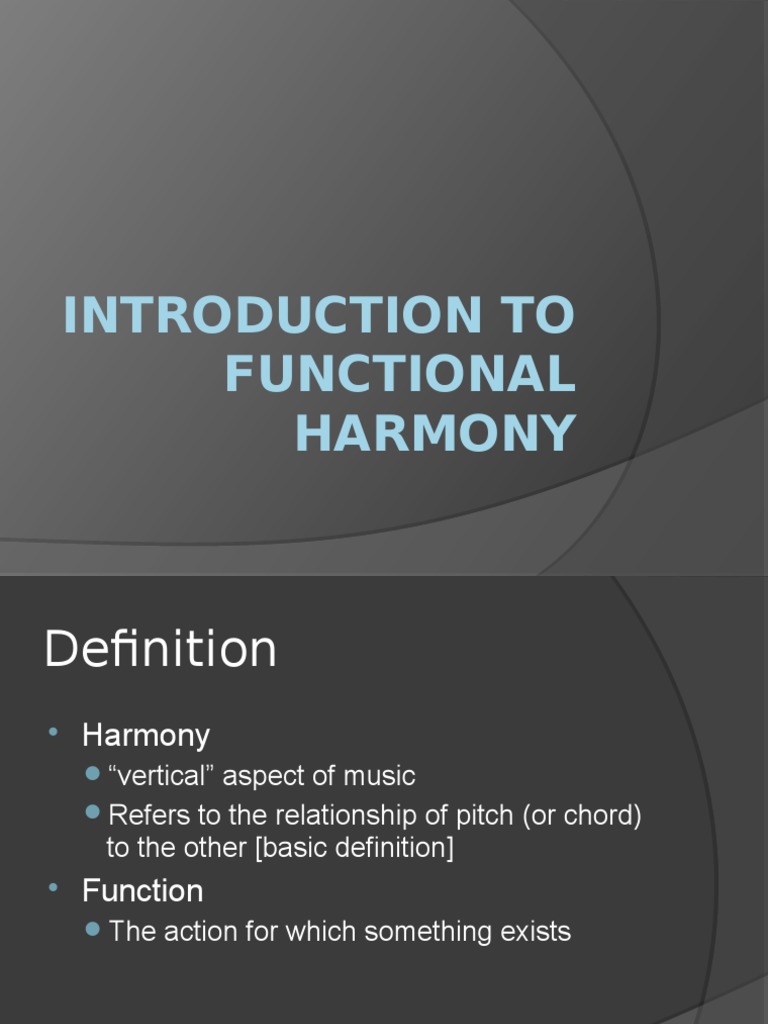 Introduction To Functional Harmony | PDF