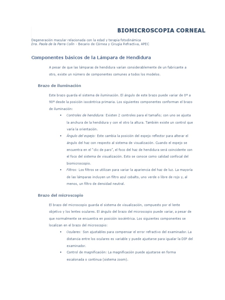 Biomicroscopia Corneal | PDF | Córnea | Ojo humano