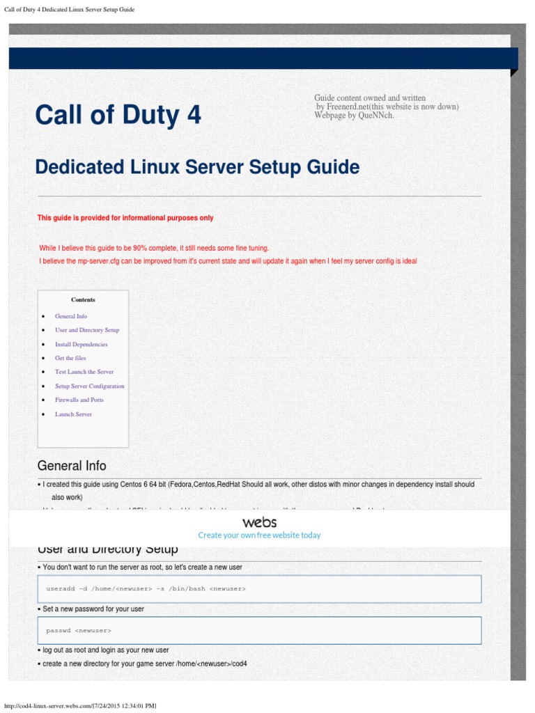 Comprehensive Guide to Setting Up a Dedicated Call of Duty 4 Linux Game ...