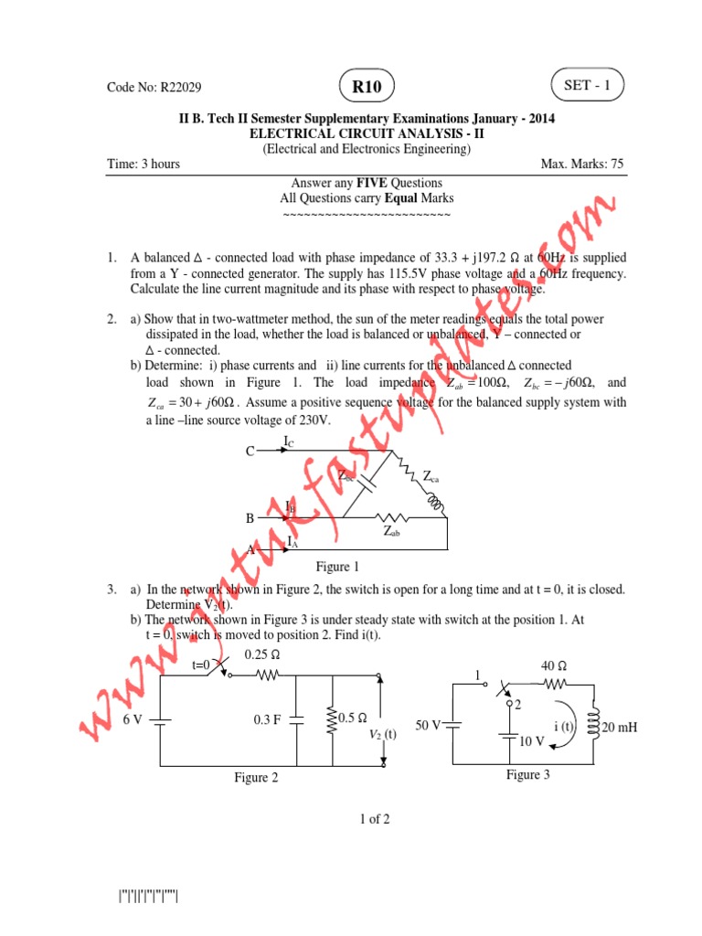 Electrical Circuit Analysis - II 2 Question Papers | PDF | Electrical ...