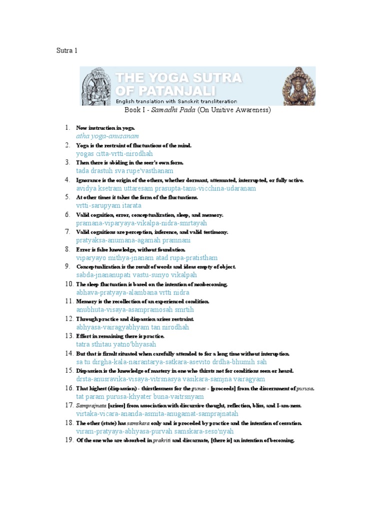 Patanjali Yoga Sutras | PDF | Yoga | Hindu Philosophy