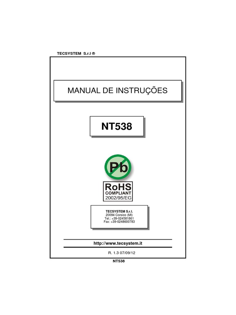 Controlador Tecsystem NT538 - Por - r13 PDF | PDF | Relé | Diodo ...
