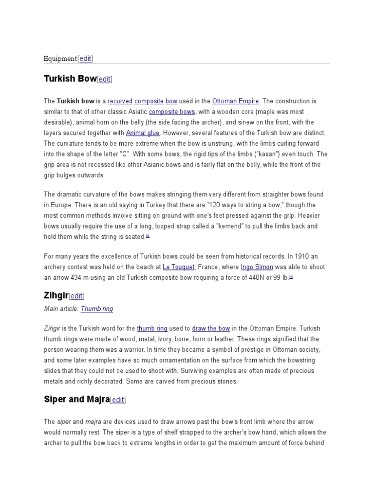 Turkish Bow | PDF | Archery | Projectile Weapons