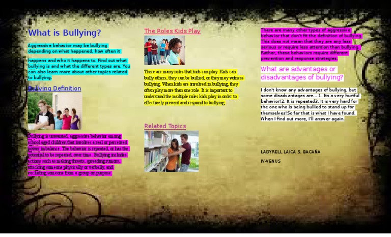 Understanding Bullying: Types and Roles | PDF | Wellness