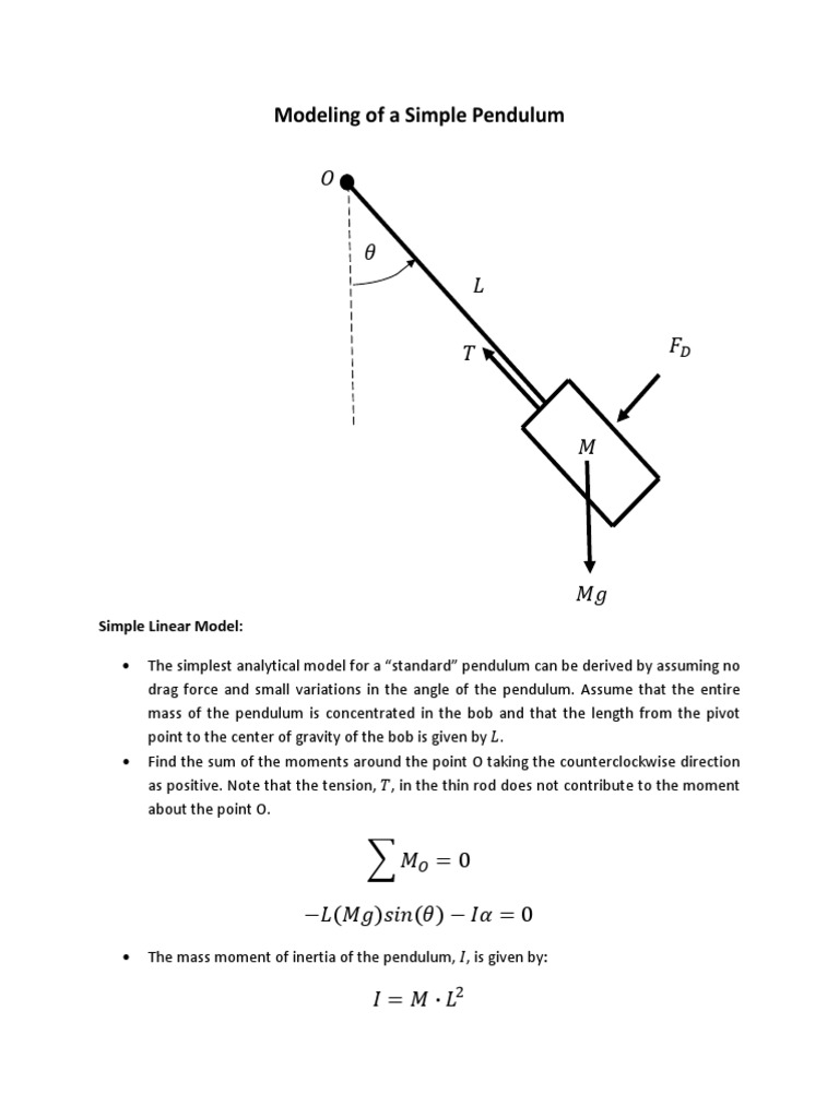 Modeling of A Simple Pendulum | PDF | Drag (Physics) | Equations
