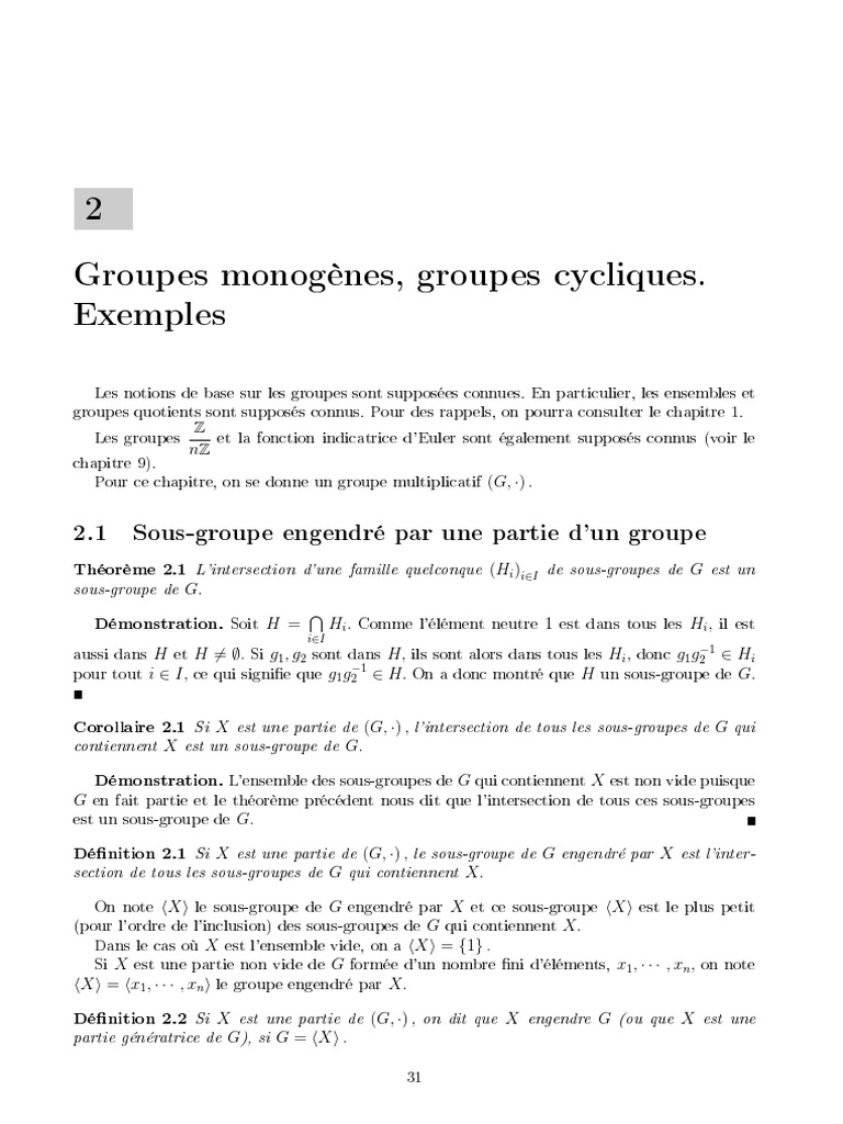 Groupes Cycliques Et Monogènes | PDF
