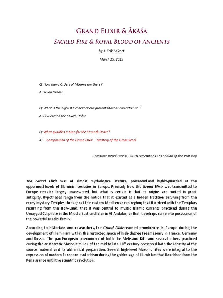 Grand Elixir - Sacred Fire and Royal Blood | PDF | Osiris | Alchemy