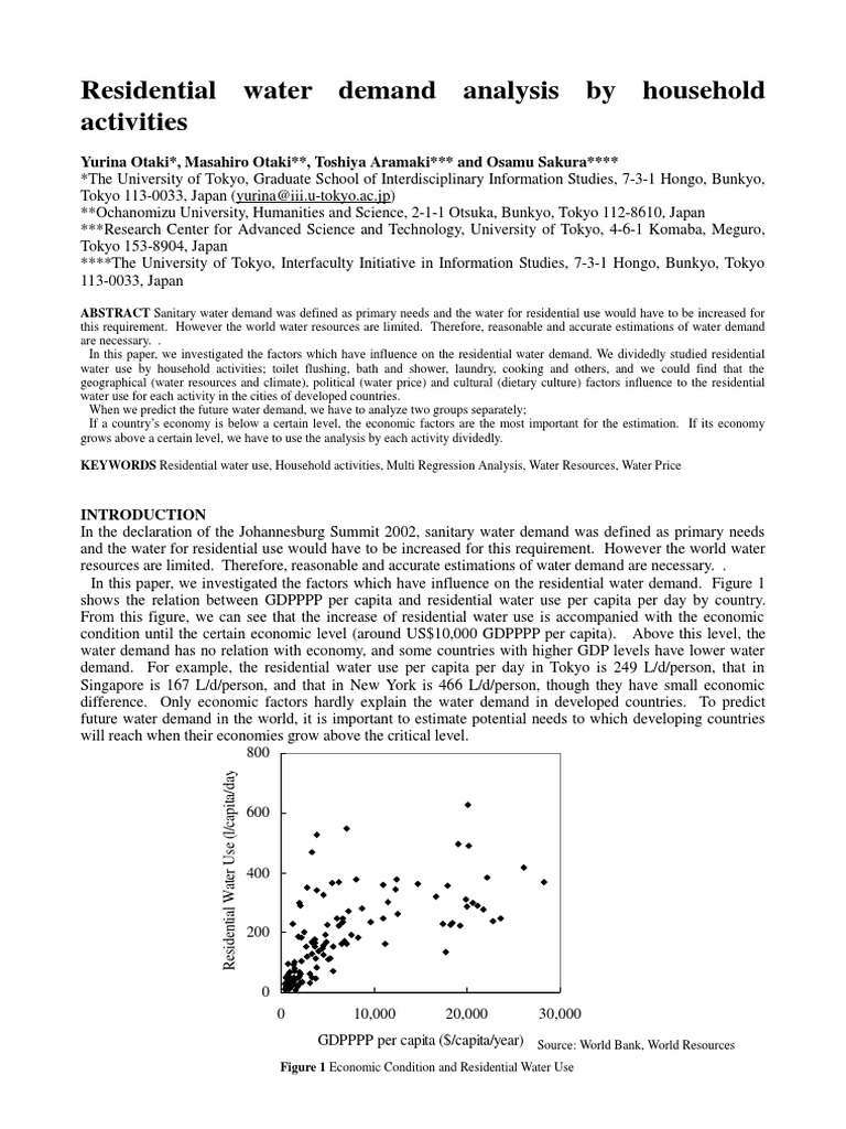 Residential Water Demand Analysis by Household Activities | PDF | Water ...