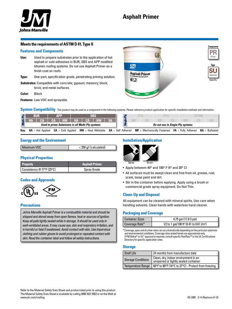 Asphalt Primer: Meets The Requirements of ASTM D 41, Type II | PDF ...