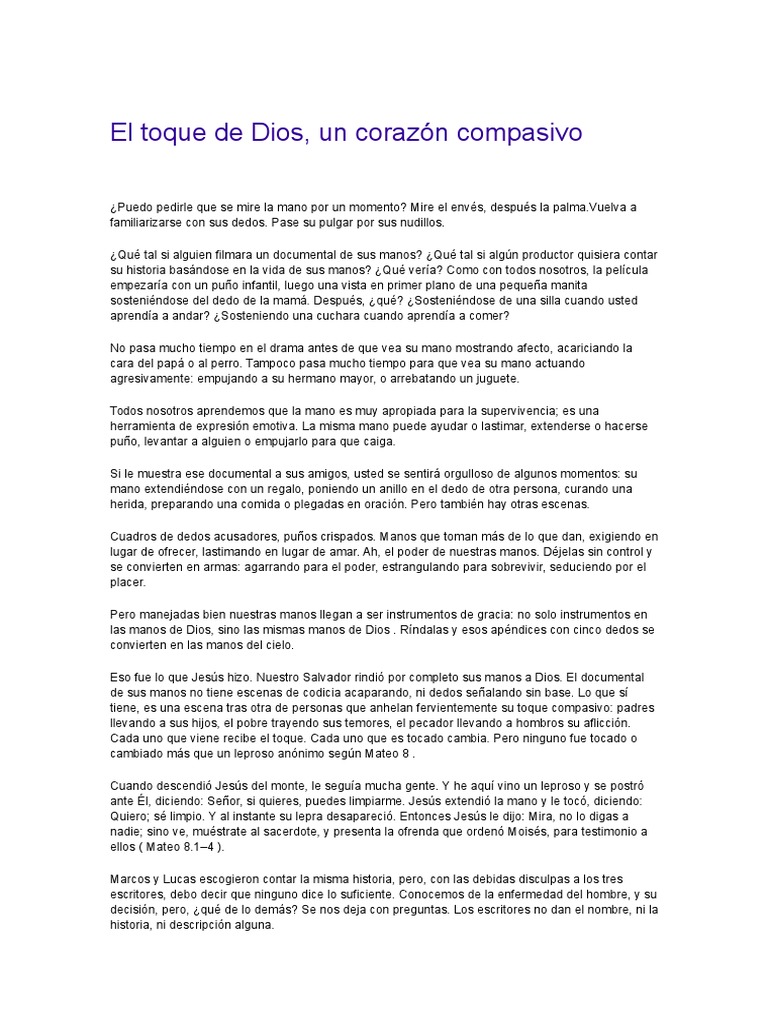 El Toque de Dios | PDF | Mano | Jesús