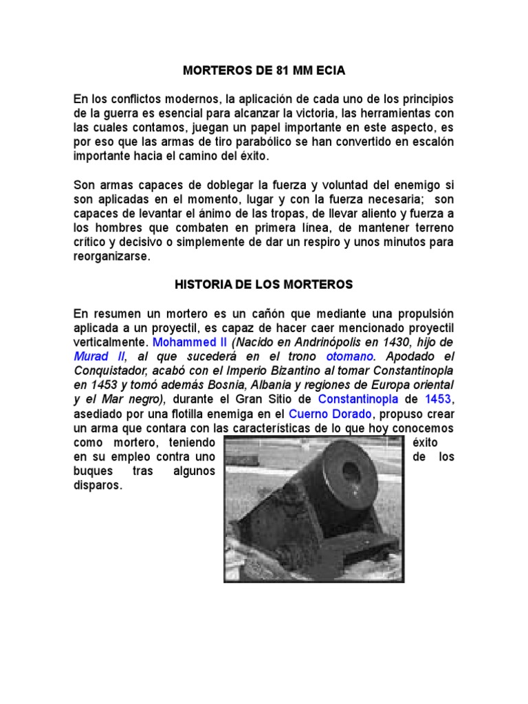 Morteros de 81 MM Ecia | PDF | Mortero (Arma) | Artillería