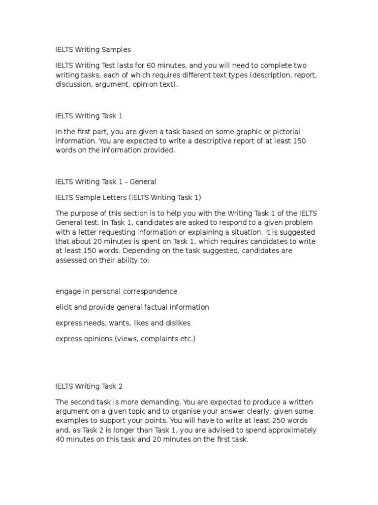 IELTS Writing Test | PDF | International English Language Testing ...