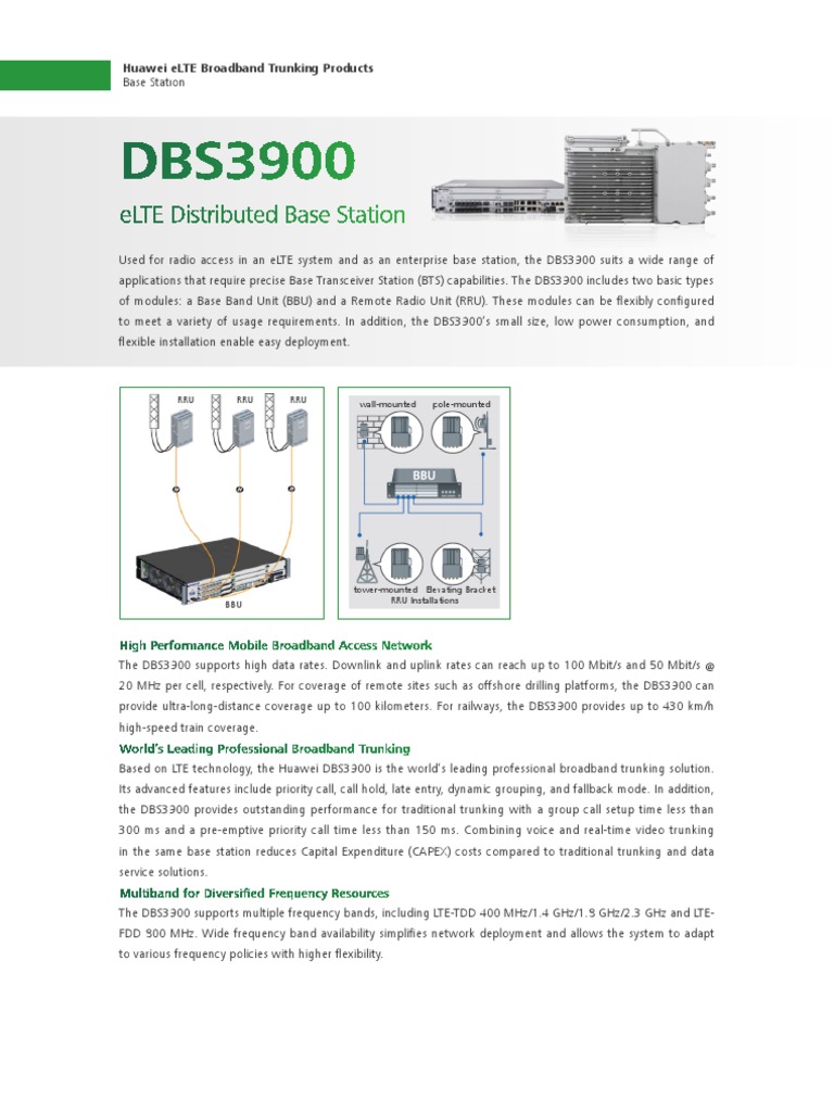 Huawei DBS3900 eLTE Base Station Overview | PDF