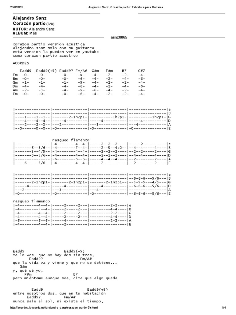 Acordes de "Corazón Partío" para Guitarra | PDF | Ocio ...